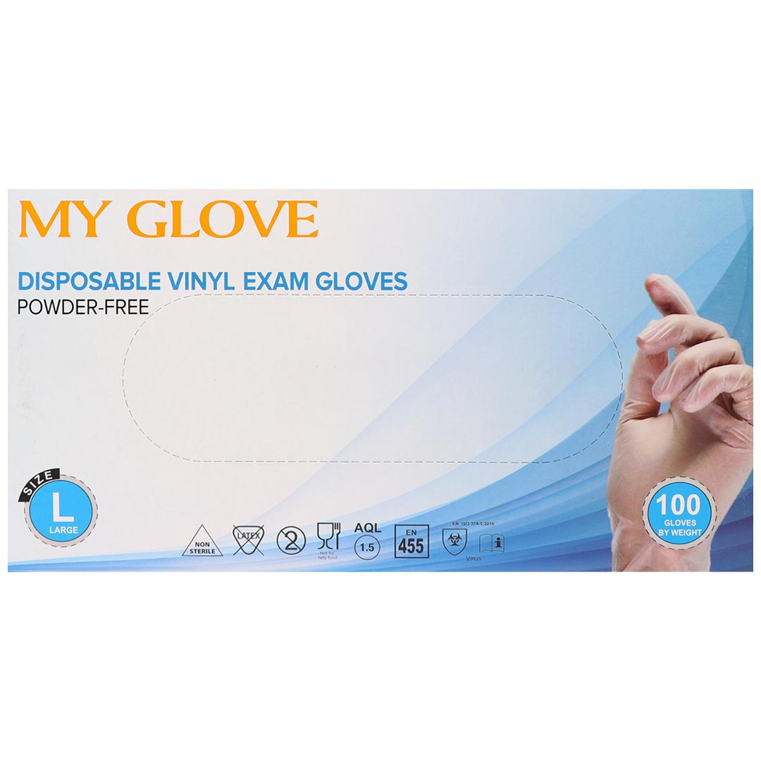مشخصات، قیمت و خرید دستکش وینیل سایز لارج 100 عددی مای گلوو
